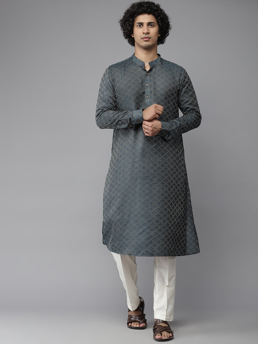 Silk Woven Straight Kurta with Pajama – See Designs